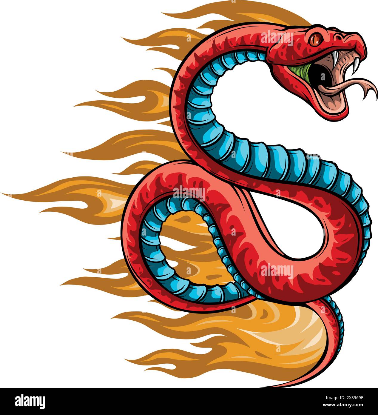 Colorful hand drawn vector illustration of snake Stock Vector Image ...