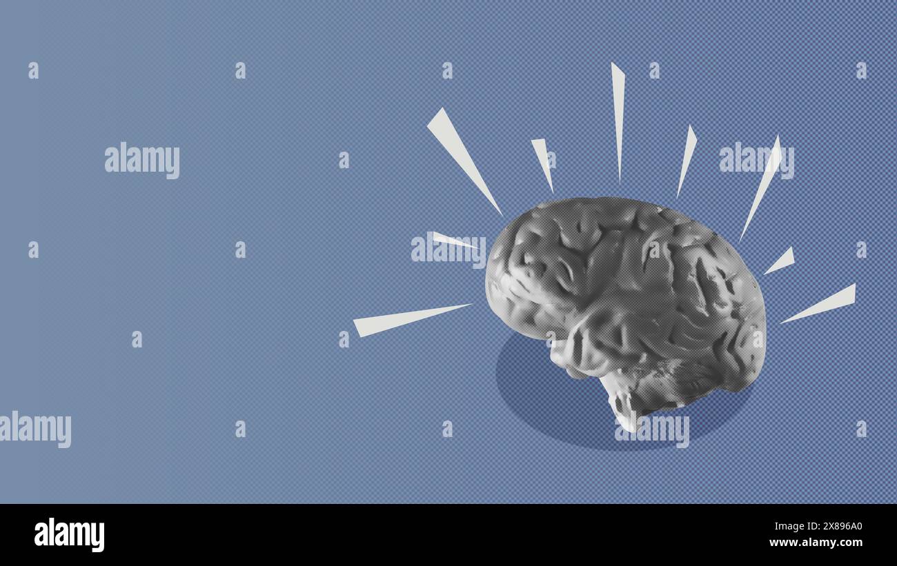 The human brain is on a colored background. Collage art Stock Photo - Alamy