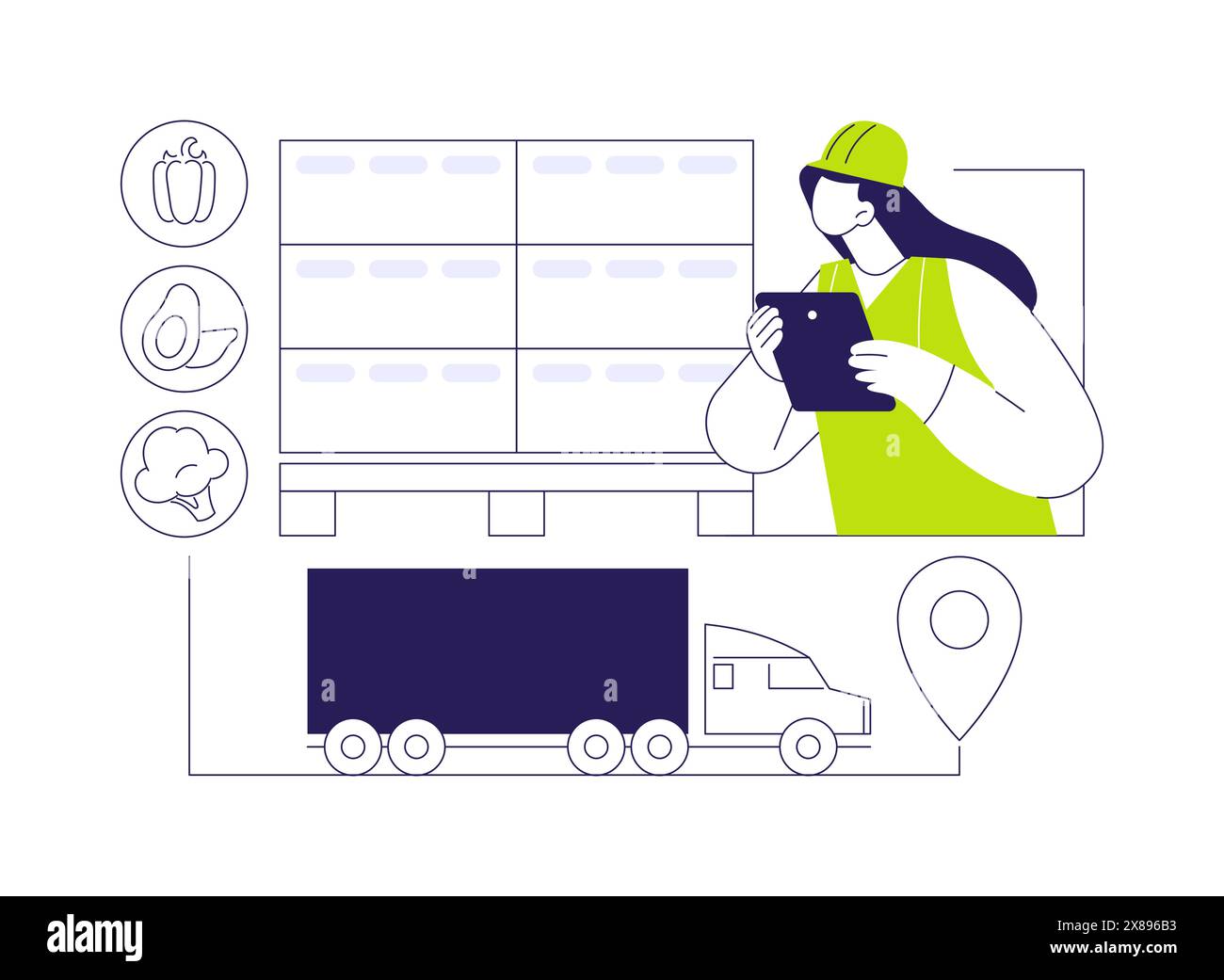 Fruit and vegetable import abstract concept vector illustration Stock ...