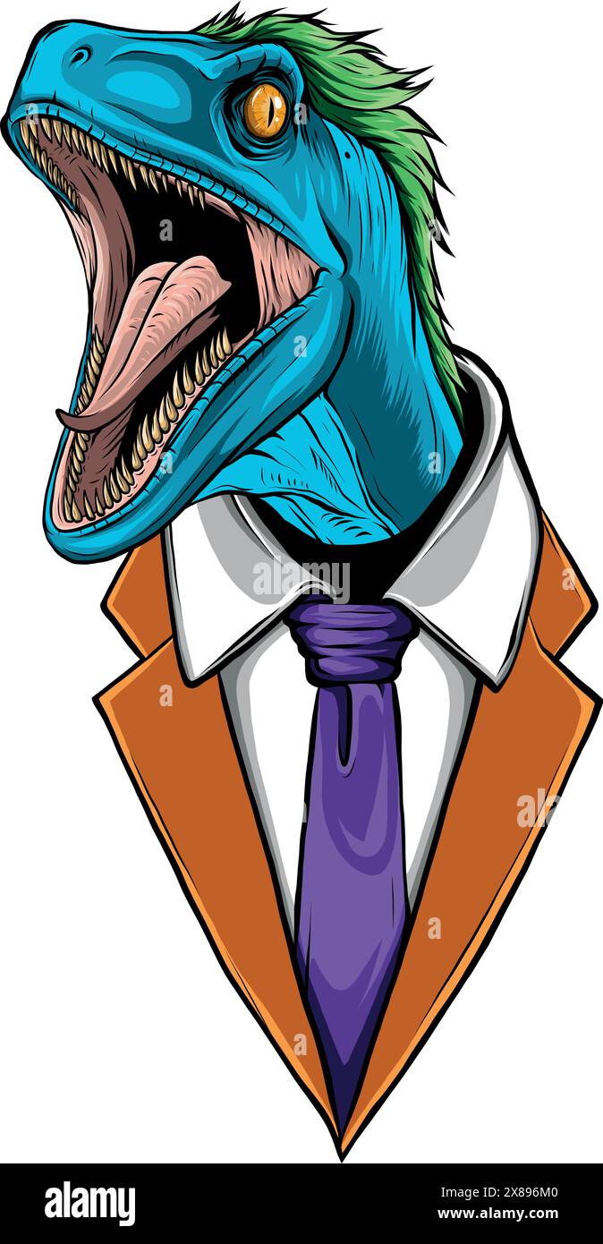 Velociraptor Dinosaur Vector Illustration on white background Stock ...