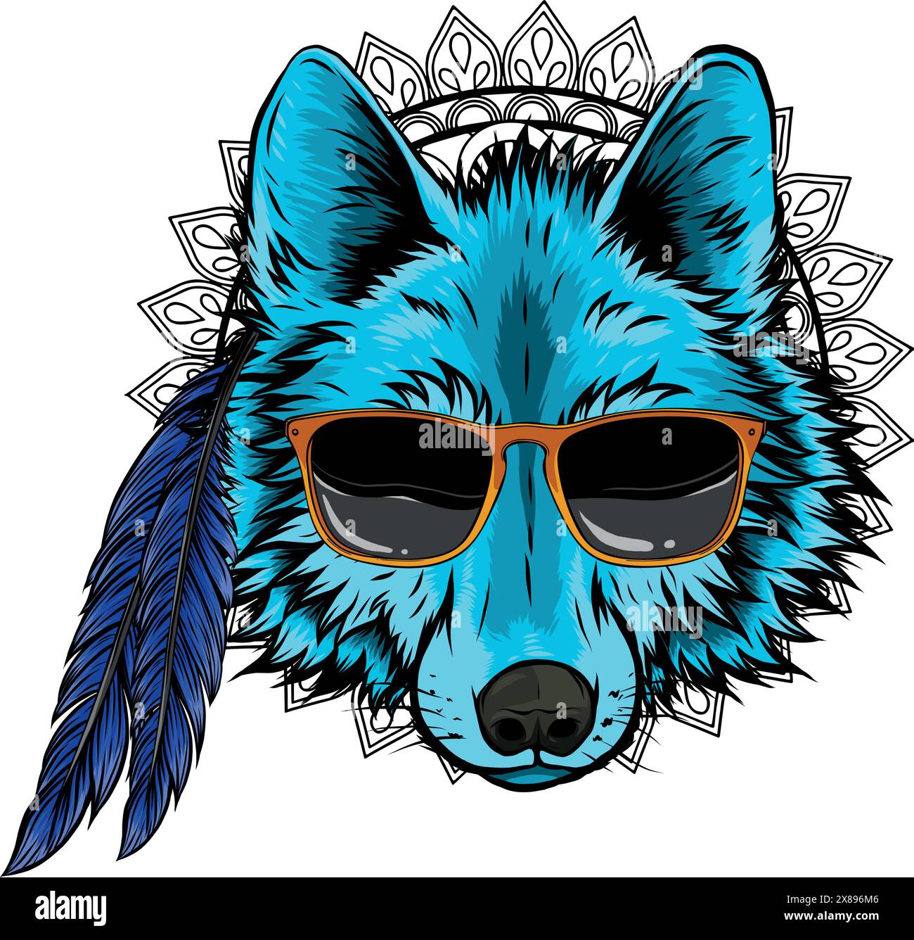 colored wolf head mascotn vector illustration design Stock Vector Image ...