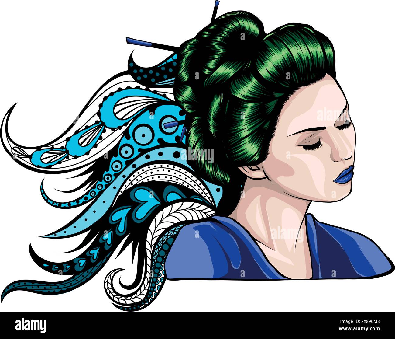 asian head woman Geisha vector illustration design Stock Vector Image ...