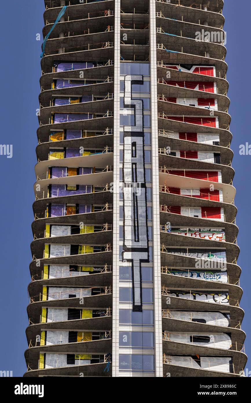 Los Angeles, USA. 22nd May, 2024. The abandoned Oceanwide Plaza towers ...
