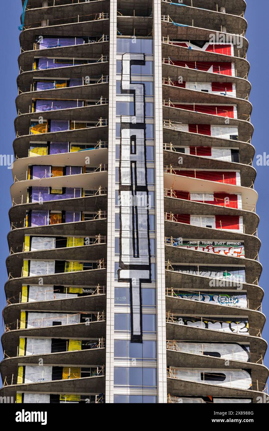 Los Angeles, USA. 22nd May, 2024. The abandoned Oceanwide Plaza towers ...