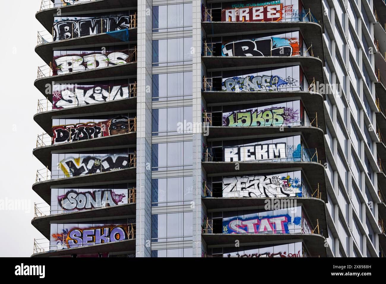 Los Angeles, USA. 23rd May, 2024. The abandoned Oceanwide Plaza towers ...