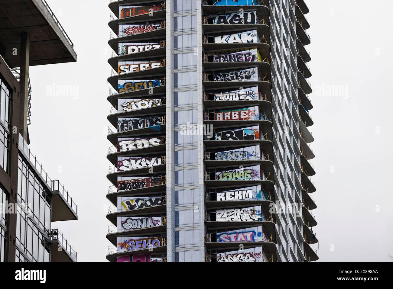 Los Angeles, USA. 23rd May, 2024. The abandoned Oceanwide Plaza towers ...