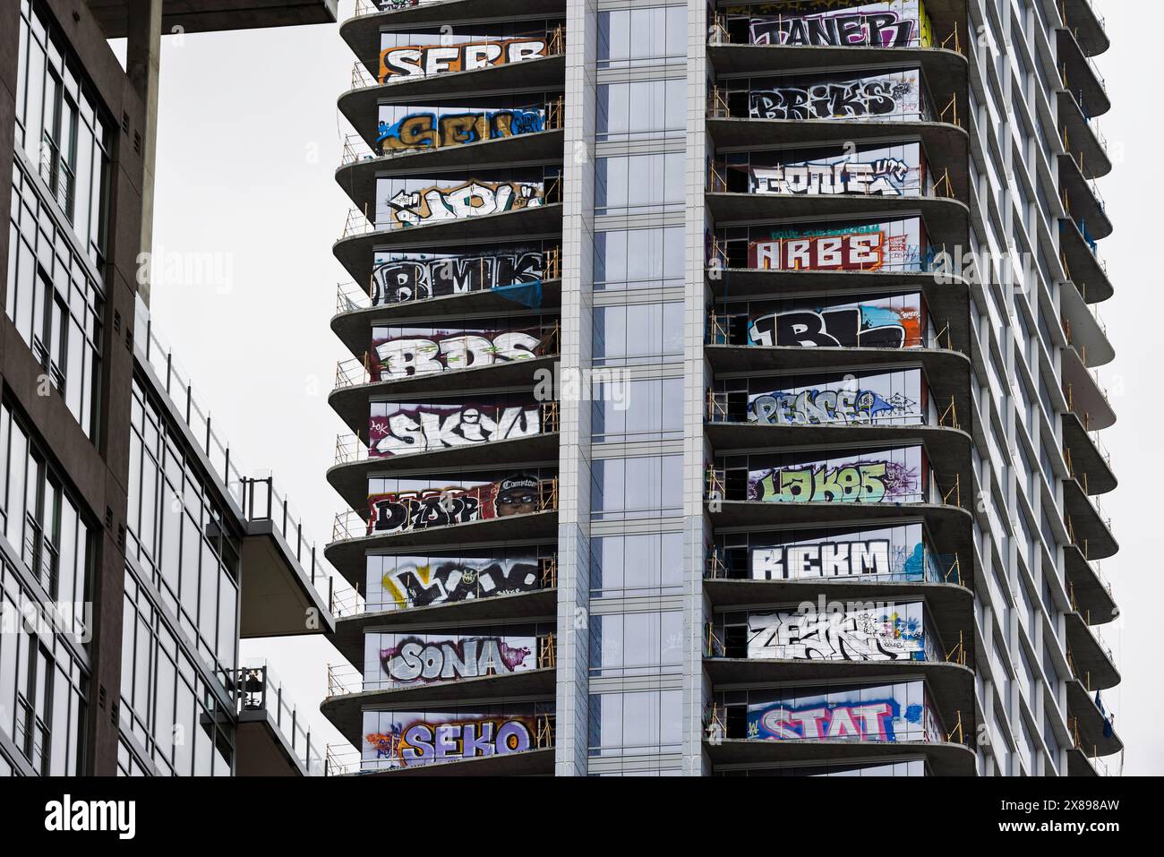 Los Angeles, USA. 23rd May, 2024. The abandoned Oceanwide Plaza towers ...