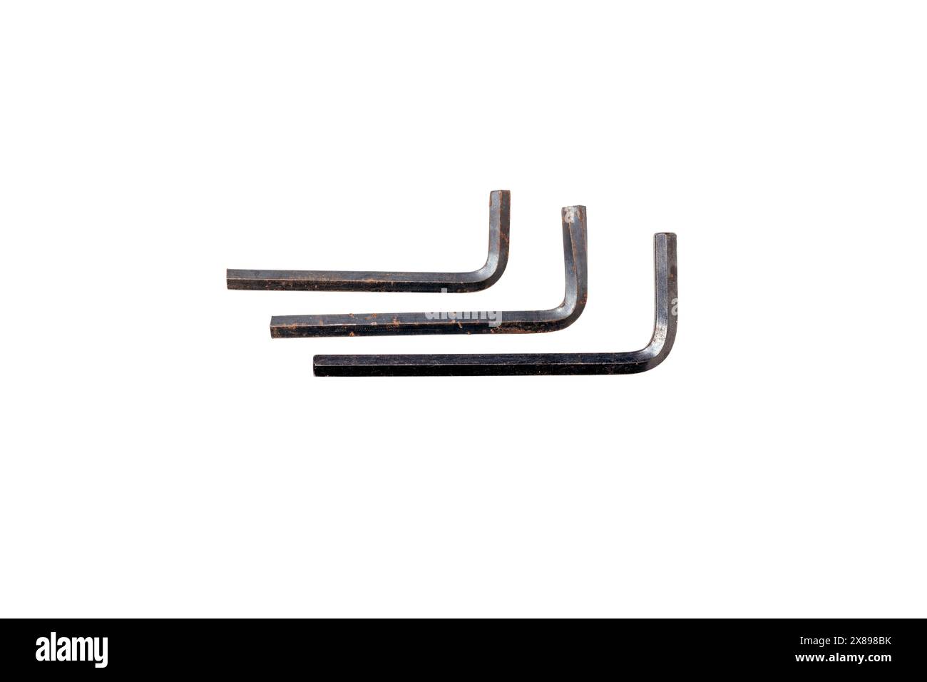 Set of L key wrench mechanic tools isolated over a white background ...