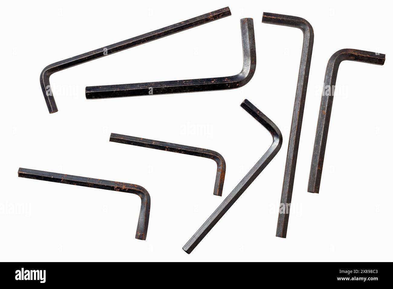 Set of L key wrench mechanic tools isolated over a white background ...