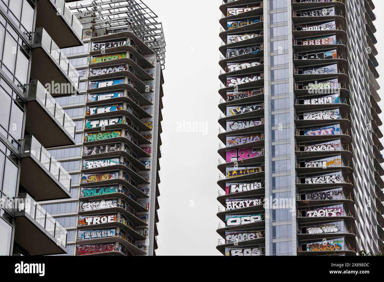 Los Angeles, USA. 23rd May, 2024. The abandoned Oceanwide Plaza towers ...