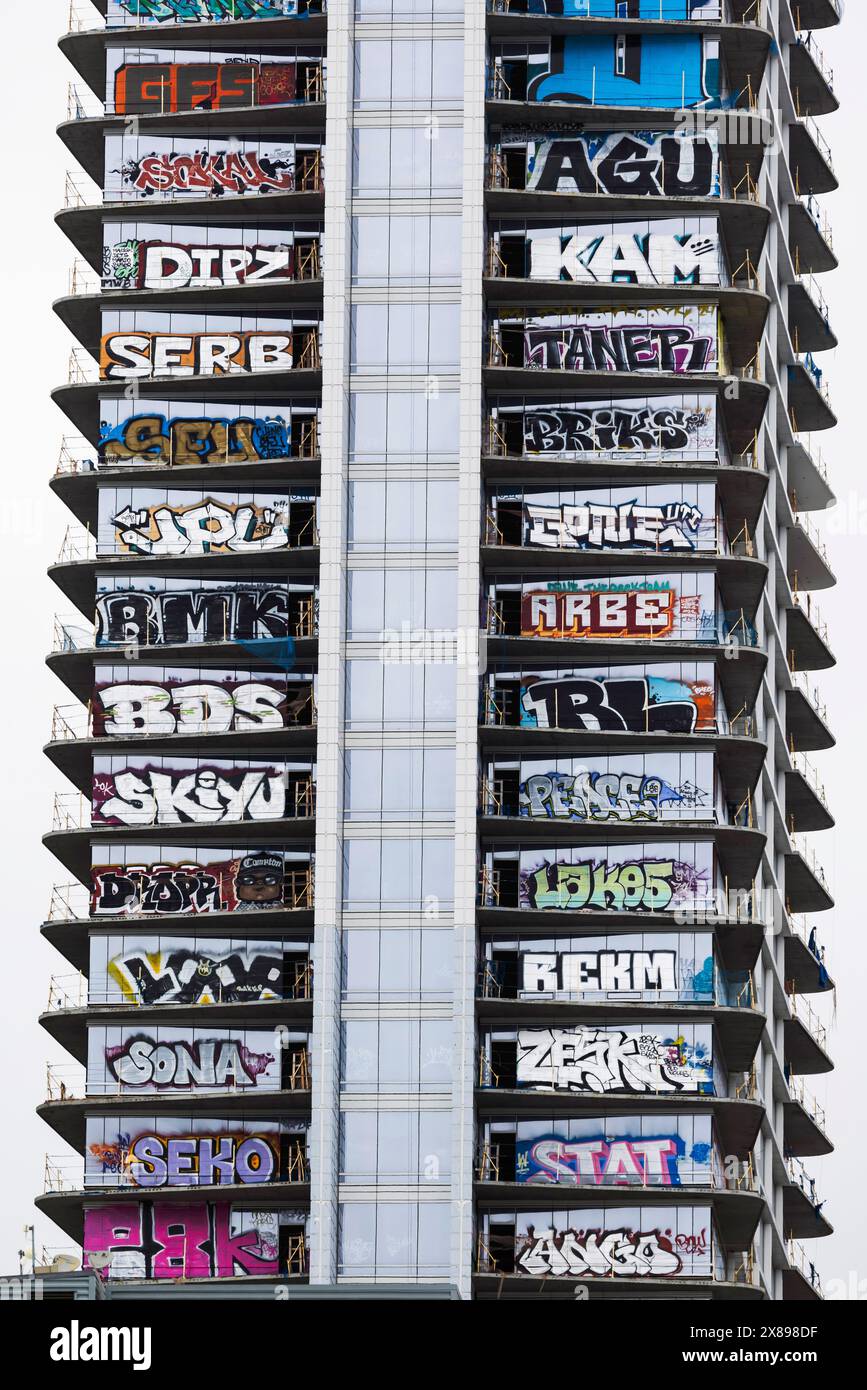 Los Angeles, USA. 23rd May, 2024. The abandoned Oceanwide Plaza towers ...