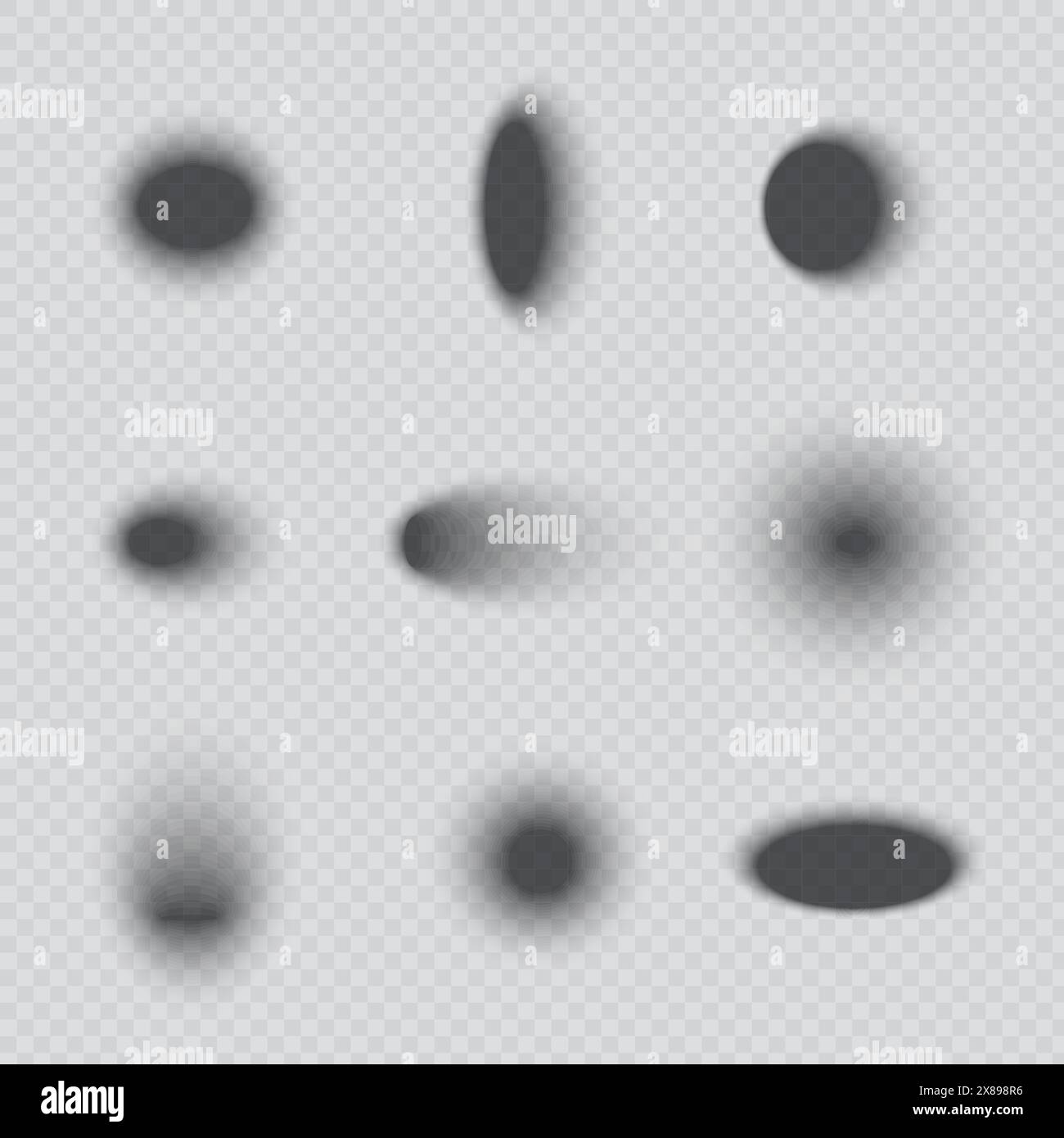 Blurred shadow set. Transparent background. Vector shadow elements ...
