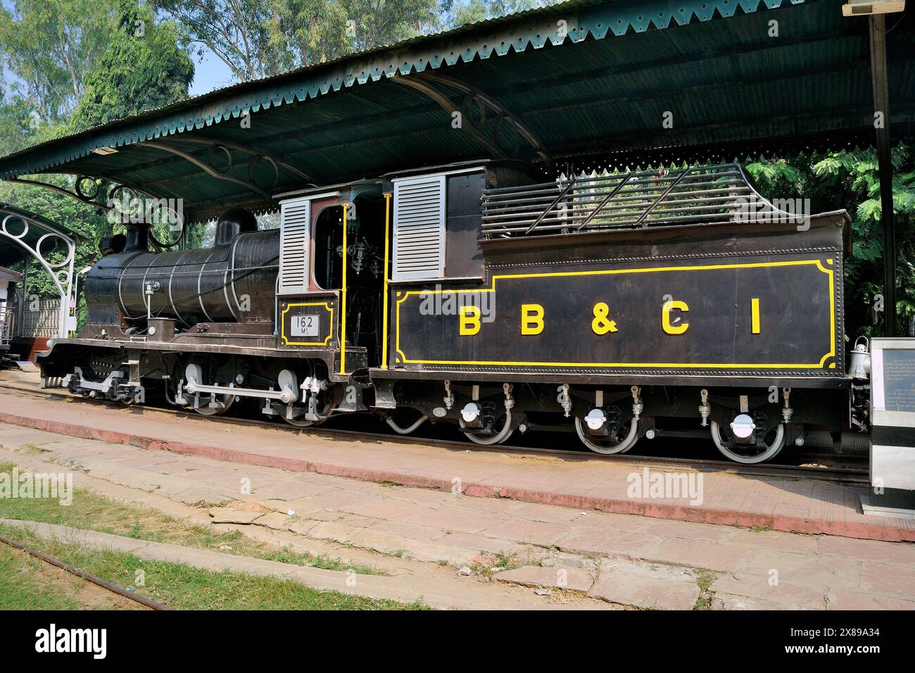 Railway engine displayed at the National Rail Museum, New Delhi, India ...