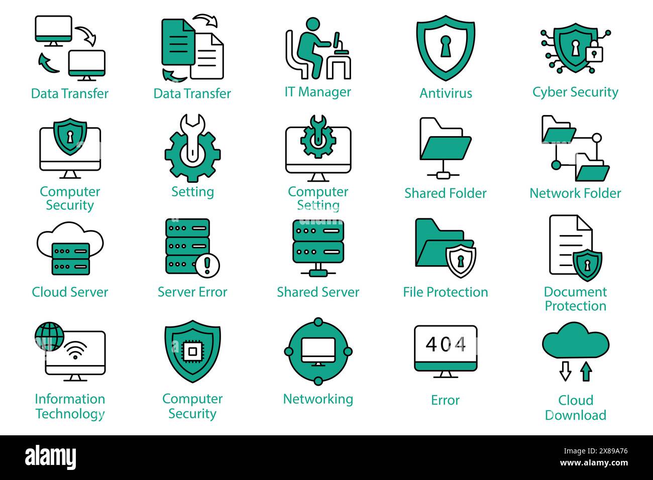 Information technology icon set. data transfer, cyber security ...