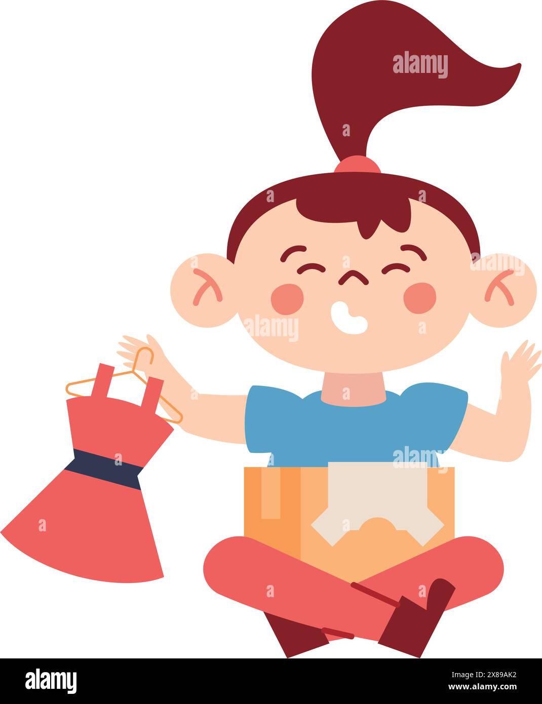 cute girl with clothes for donation cartoon Stock Vector Image & Art ...