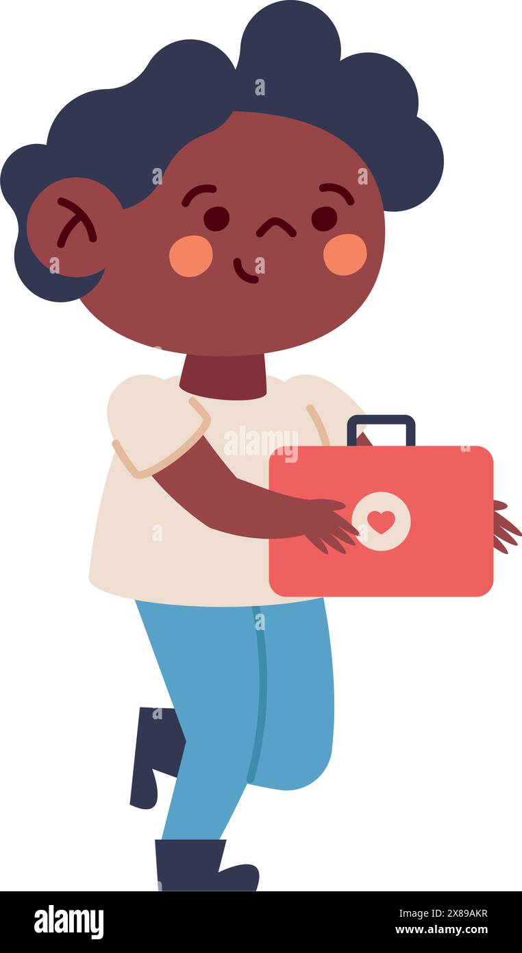little boy carry bag donation cartoon Stock Vector Image & Art - Alamy