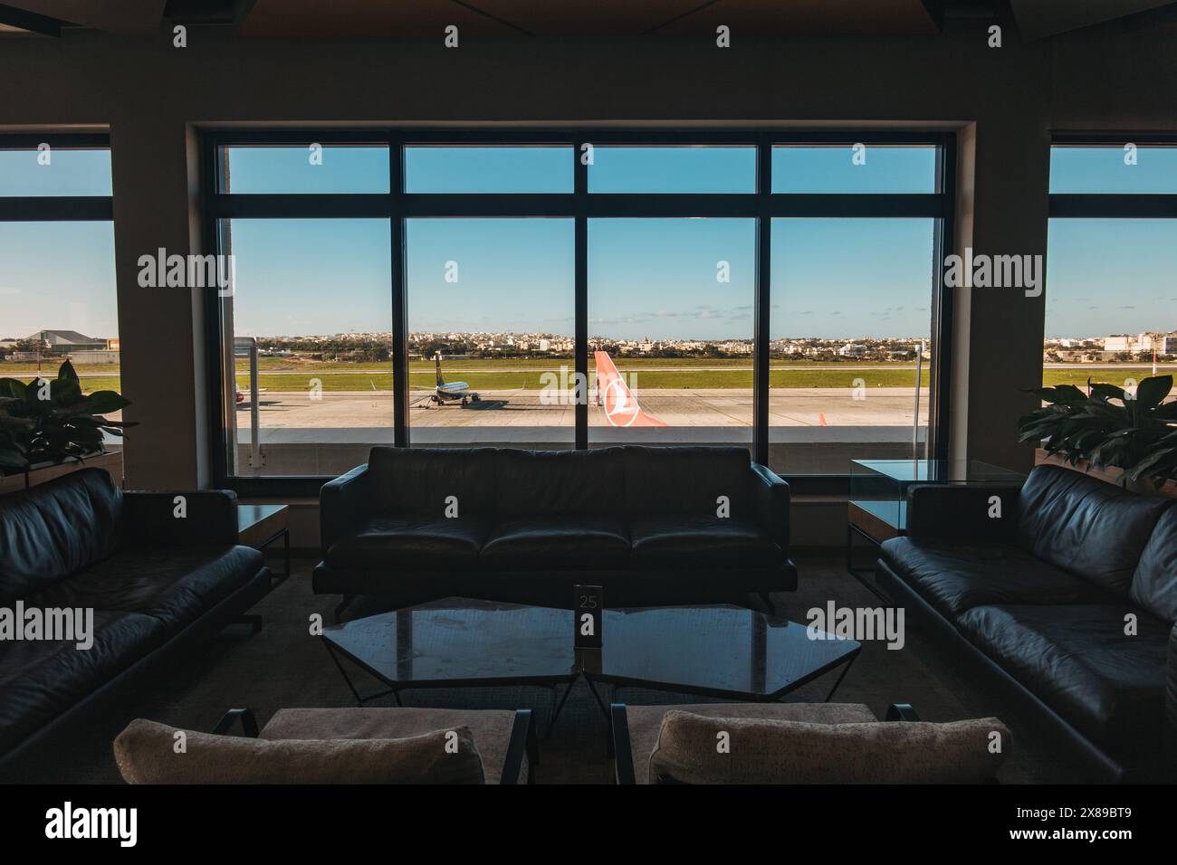 La Valette Club Lounge at Malta International Airport, featuring a ...