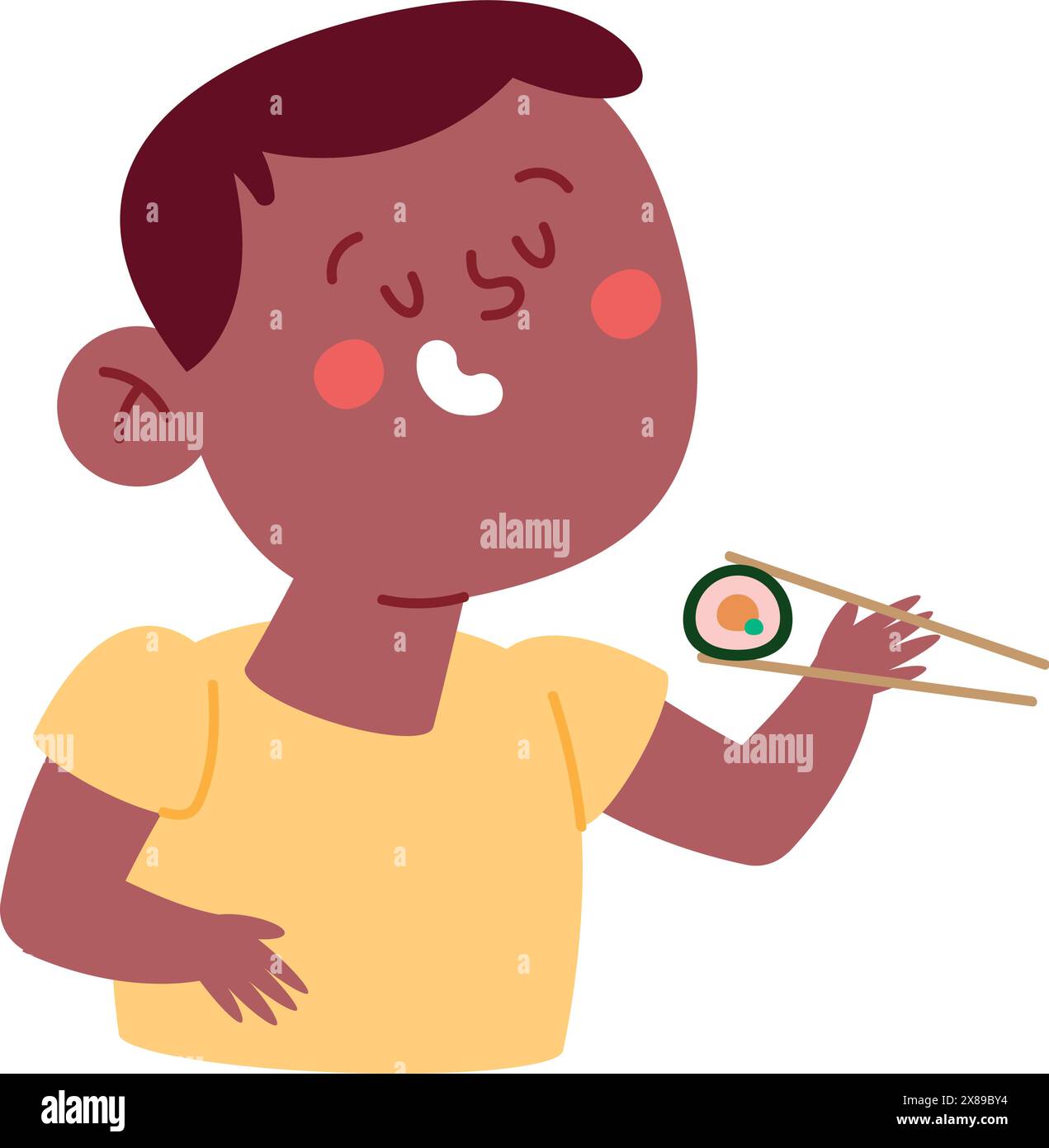 boy eating sushi fresh Stock Vector Image & Art - Alamy