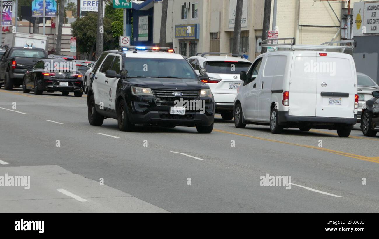 Los Angeles, California, USA 23rd May 2024 Police Car on Sunset Blvd on ...
