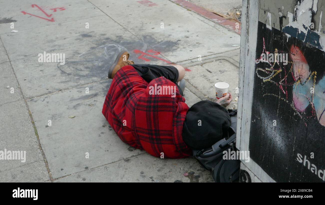 Los Angeles, California, USA 23rd May 2024 Homeless Man Sunset Blvd on ...