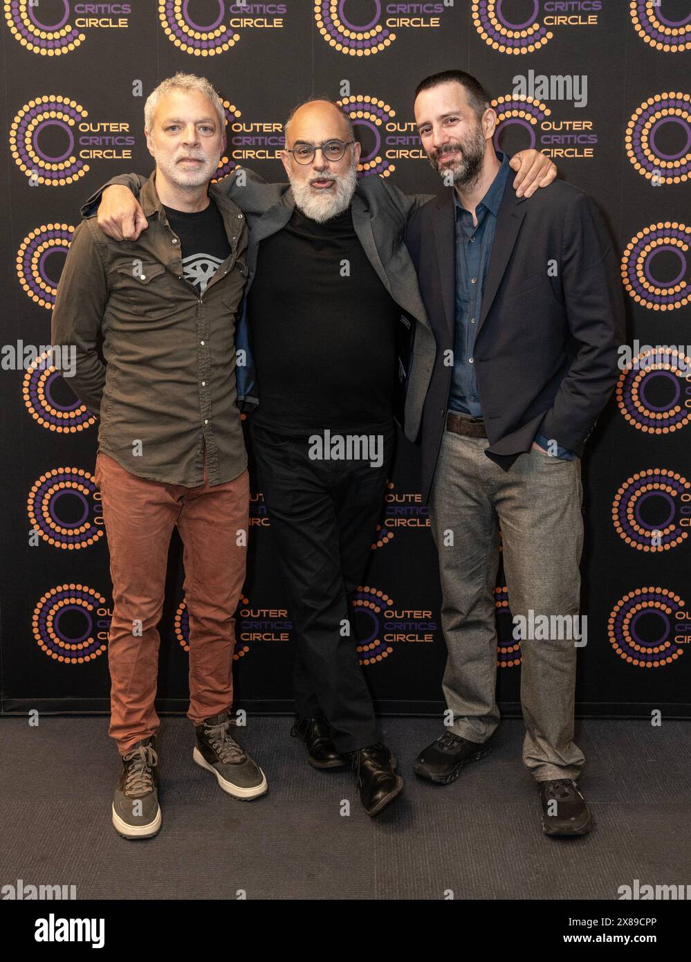 Erik Della Penna, David Yazbek and Itamar Moses attend 2024 Outer ...