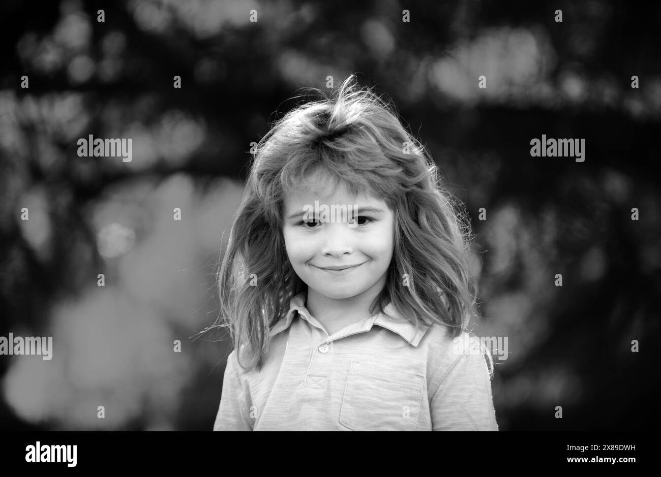 Spring kids portrait. Closeup face of cute smiling spring child. Kid ...
