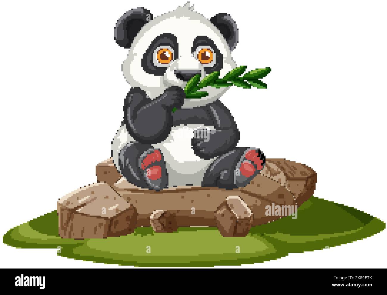 Adorable panda sitting on rocks eating bamboo Stock Vector Image & Art ...