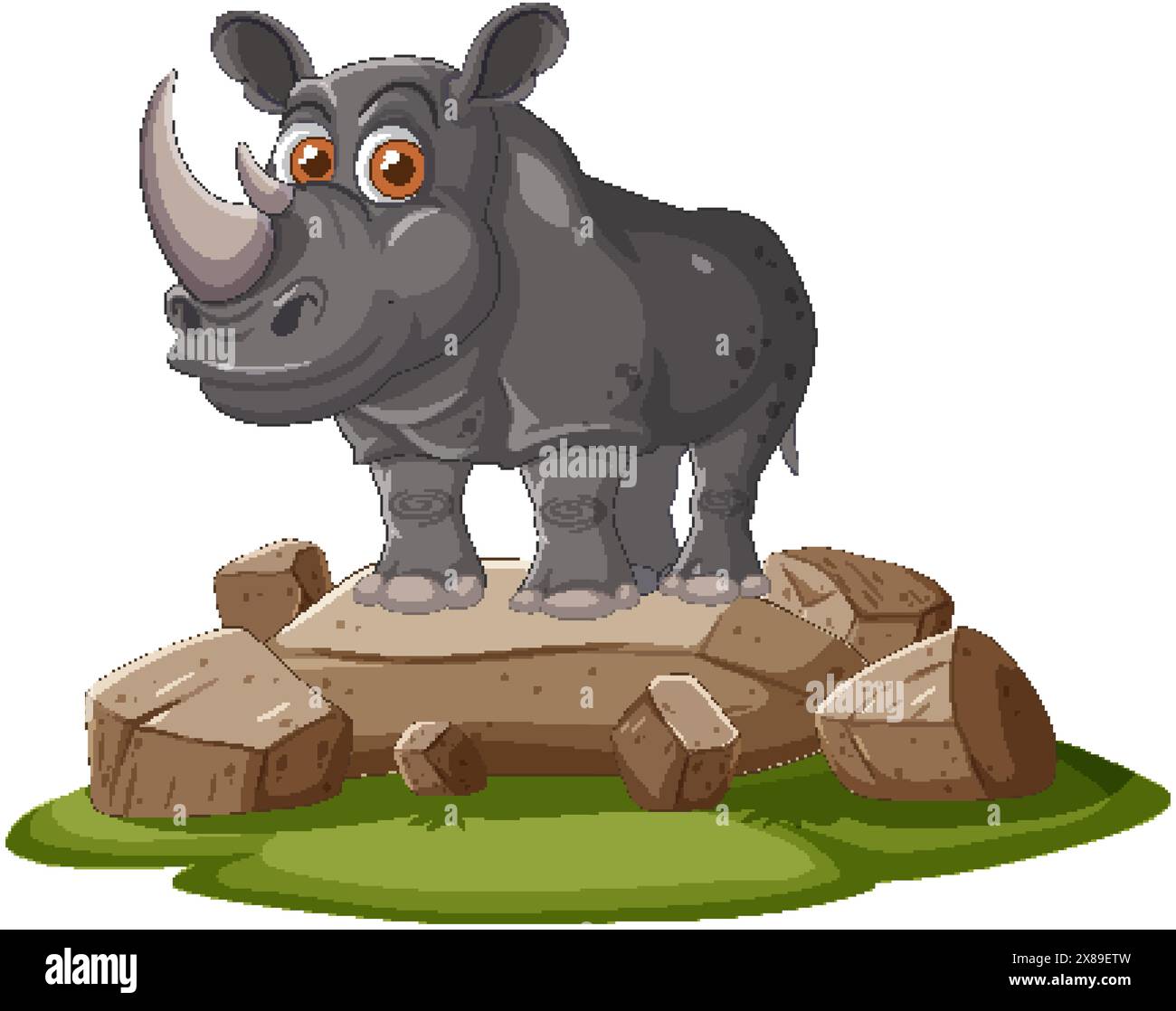 Rhinoceros on grass Cut Out Stock Images & Pictures - Alamy