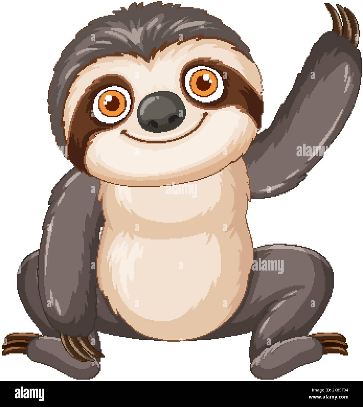 Cute sloth waving with a friendly smile Stock Vector Image & Art - Alamy
