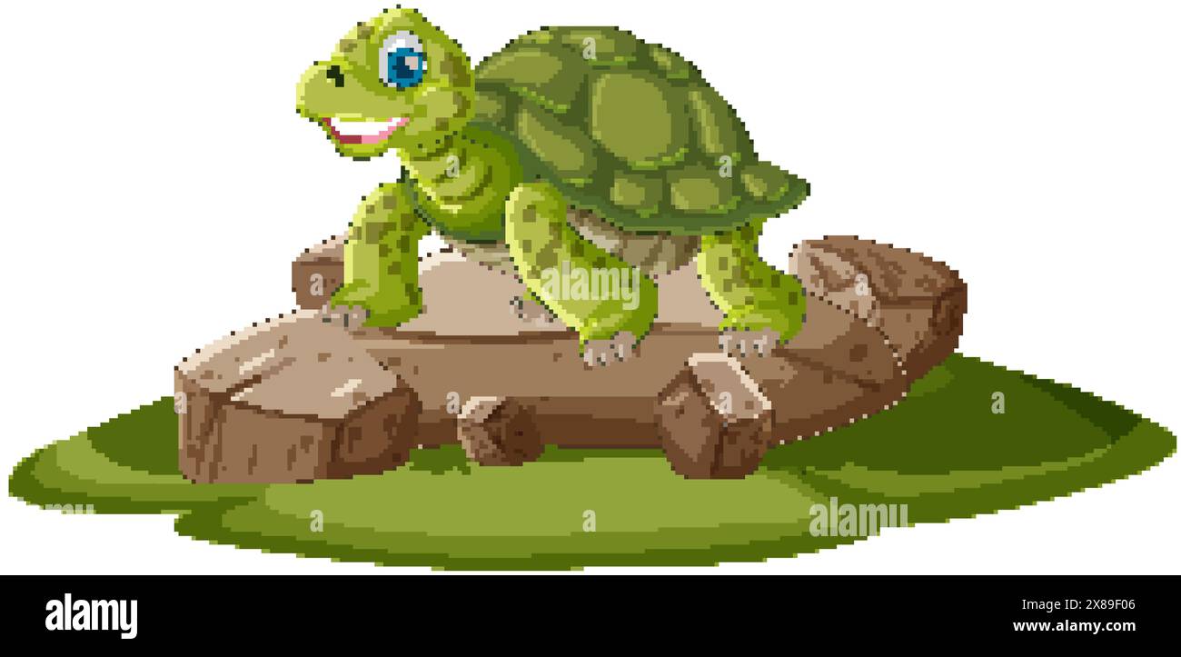 Adorable cartoon turtle illustration with a friendly smiling character ...