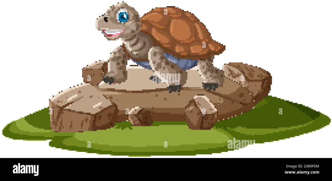 Adorable cartoon turtle illustration with a friendly smiling character ...