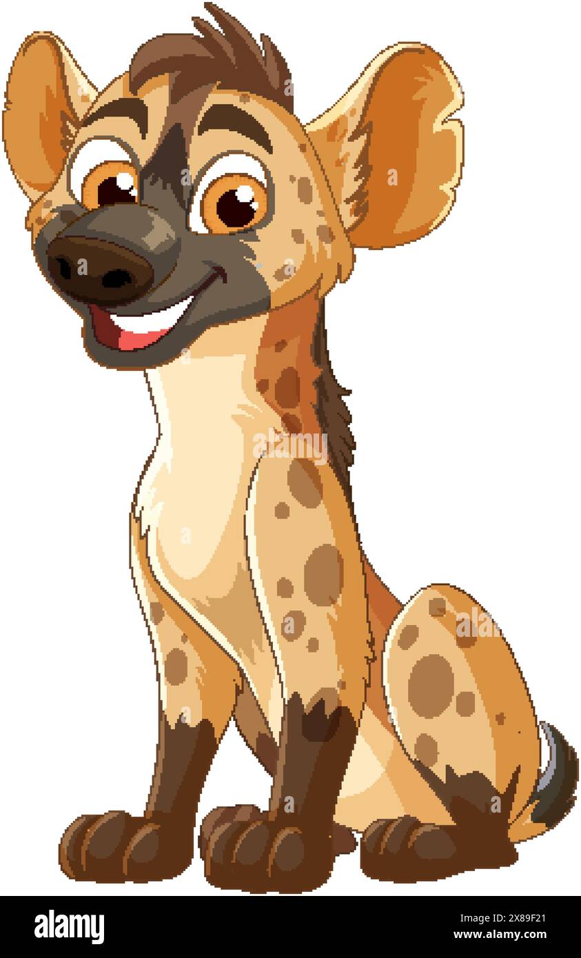 Smiling hyena with spotted fur sitting happily Stock Vector Image & Art ...