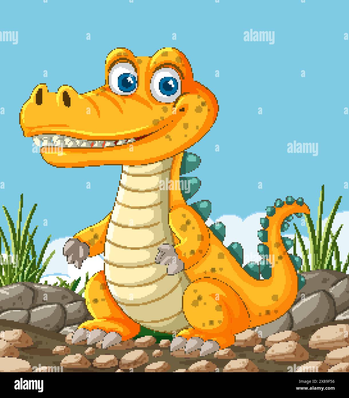 Smiling crocodile standing on rocky ground Stock Vector Image & Art - Alamy