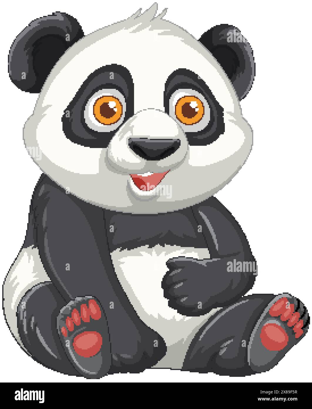 Adorable panda with big eyes sitting happily Stock Vector Image & Art ...