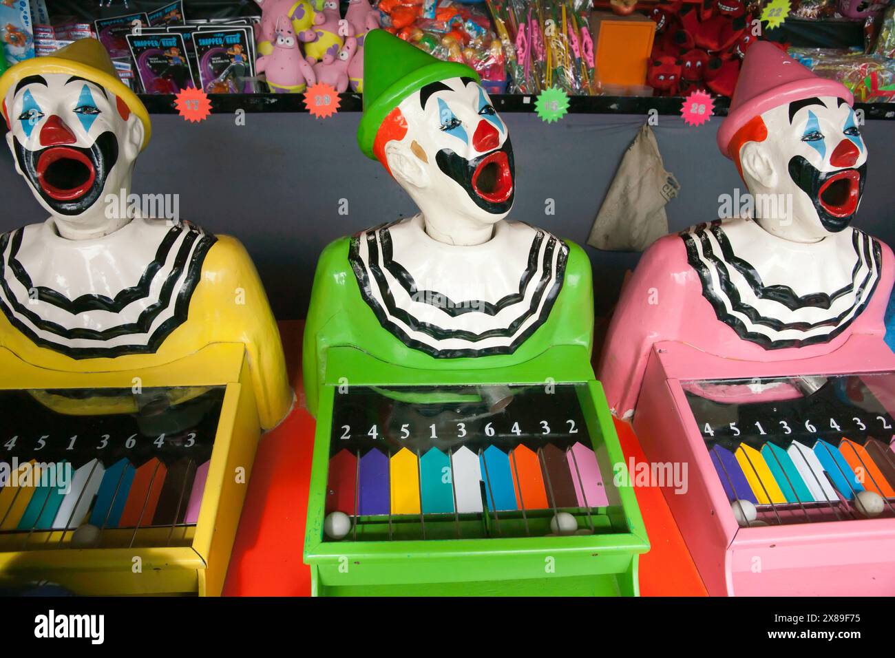 Tauranga new Zealand- September 10 2011; Sideshow laughing clown. with ...