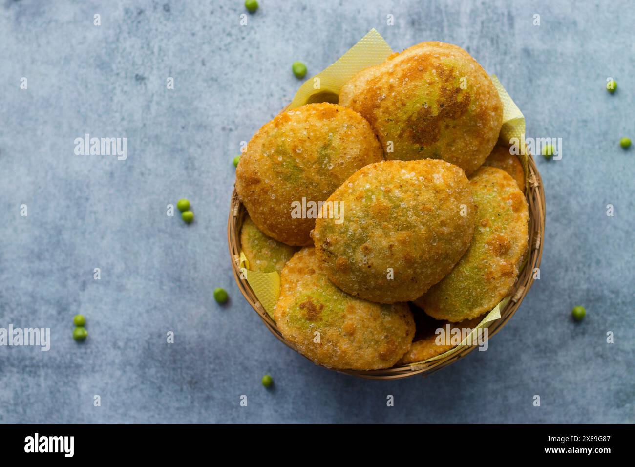 Indian food "Matar ki kachori" made of green peas and flour Stock Photo ...