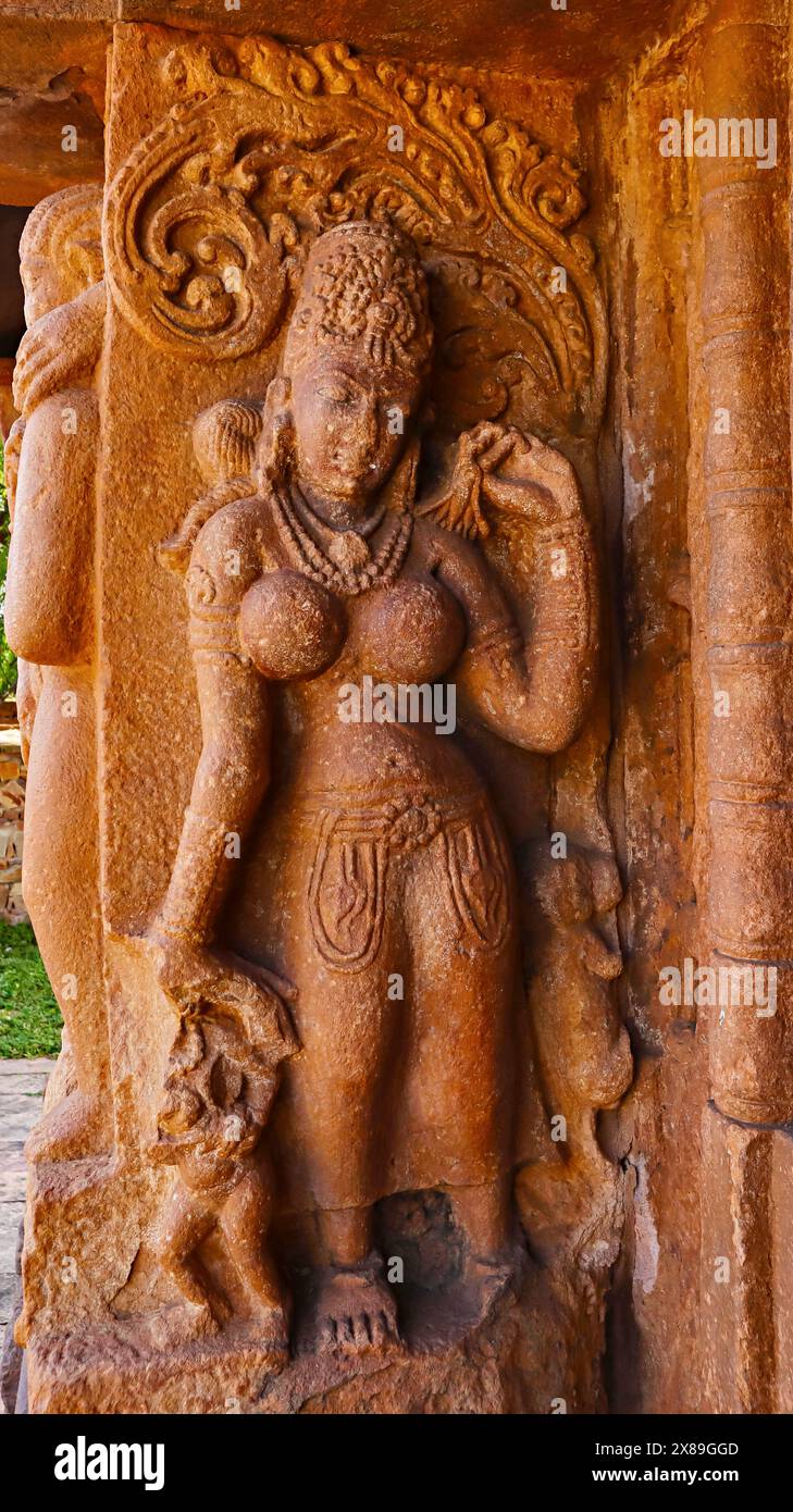 Carved Idol of Ganga on the Entrance of Huchapayyagudi Temple Complex ...