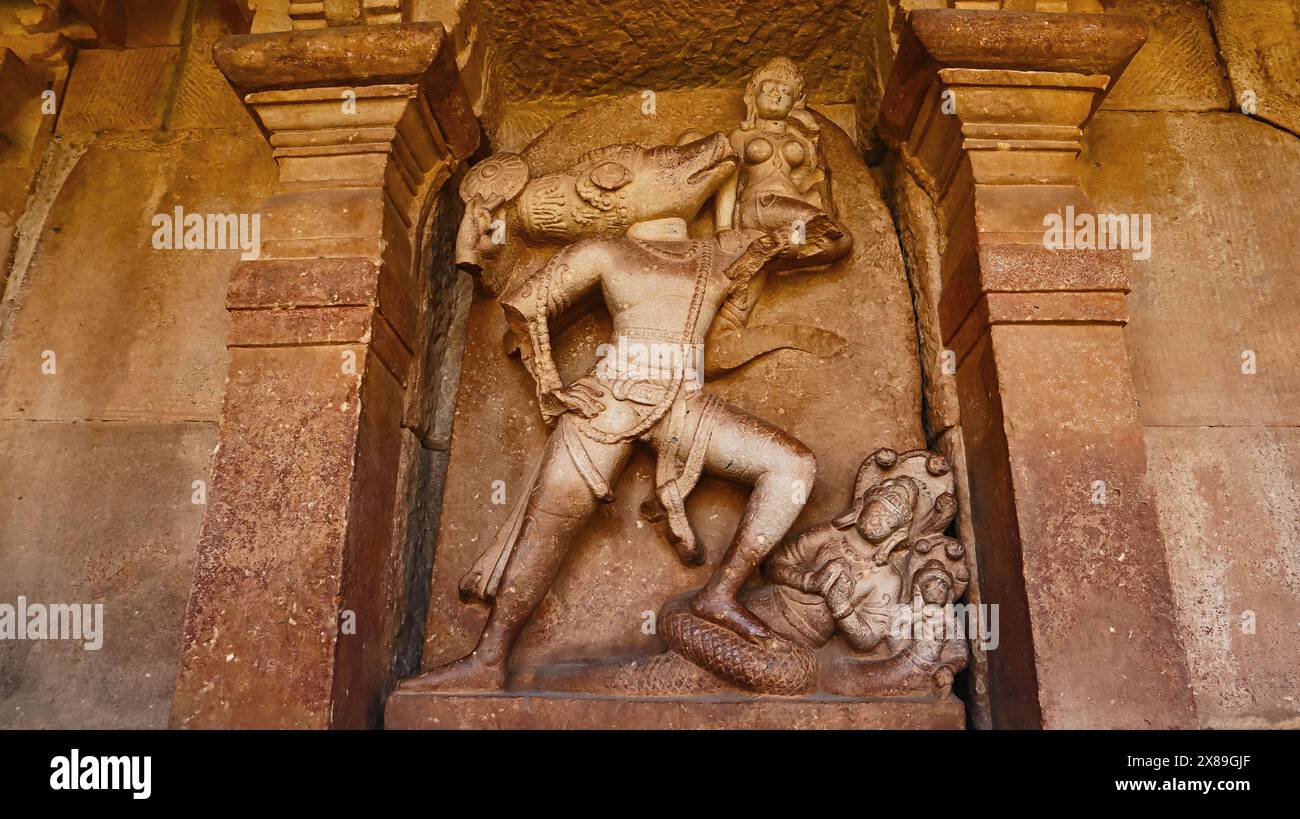 Carving of Varaha Lifting Bhoodevi, Durga Temple, Aihole, Bagalkot ...