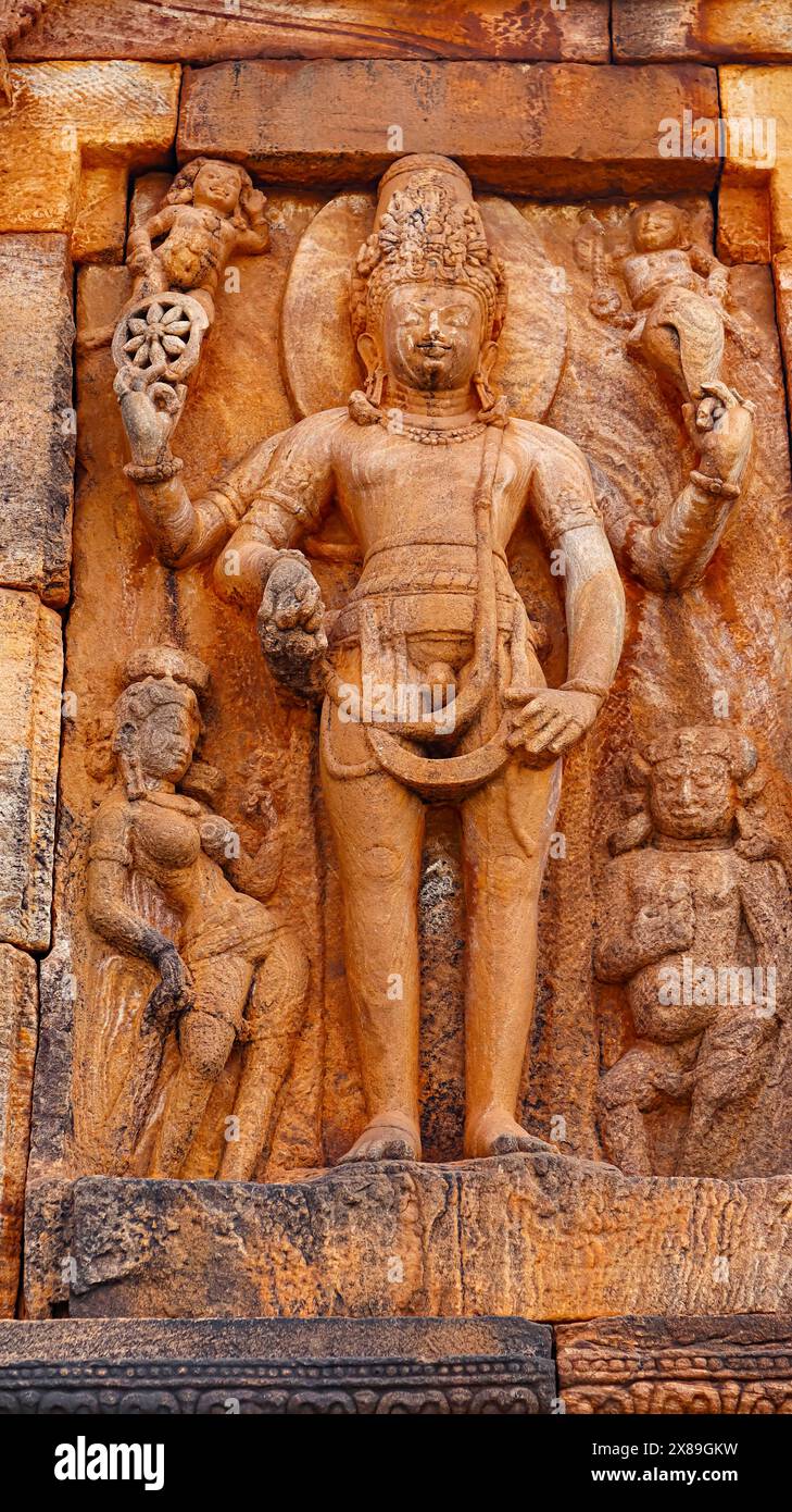Carving Sculpture of Lord Vishnu on the Sri Malgatti Shiva Gudi, Badami ...