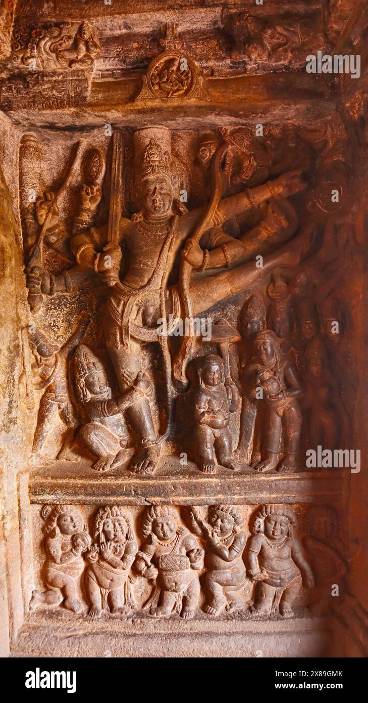 Sculpture of Lord Vishnu as a Trivikrama, Badami Rock cut Caves, Badami ...