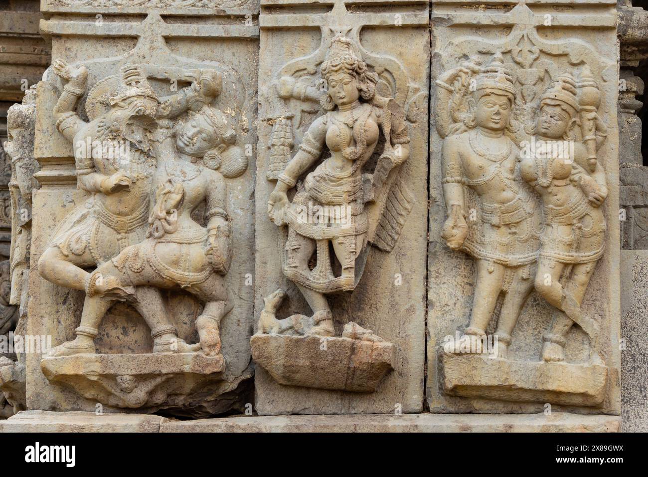 Carving of Lord Narsimha and other Deities on the Kedareshwara Temple, Dharmapuri, Beed ...