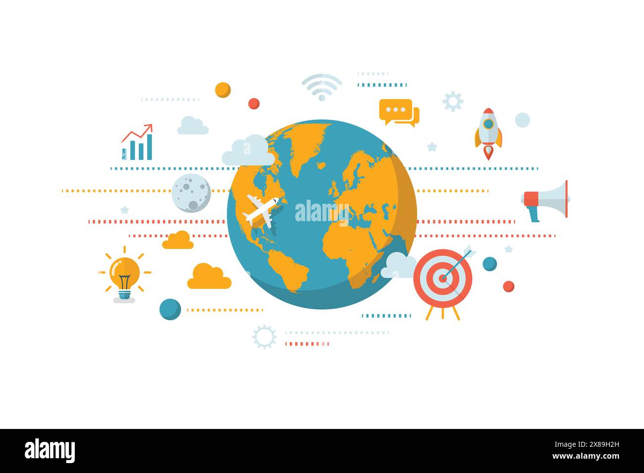 Global vector design of digital business on white background. Vector ...