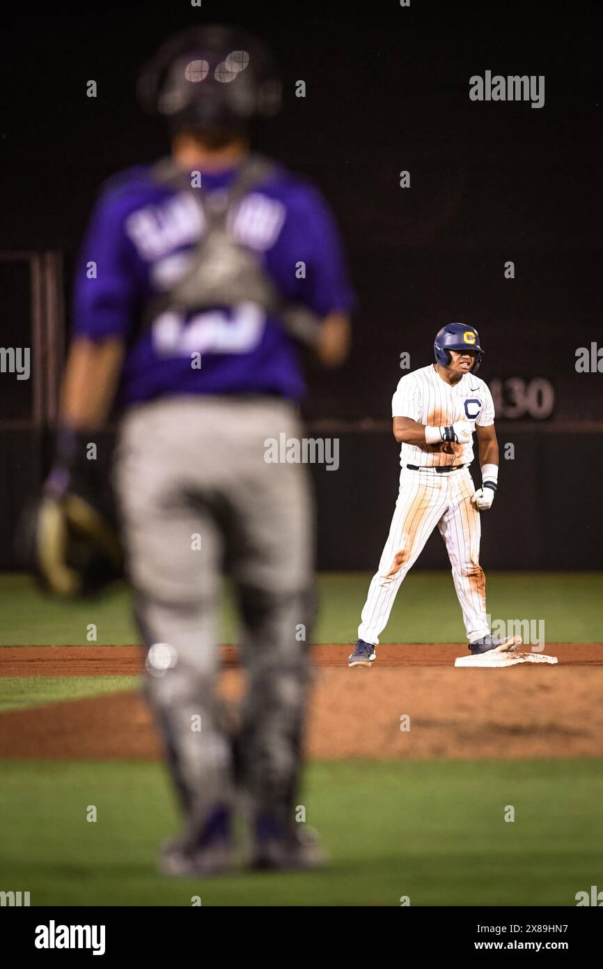 California Bears catcher Caleb Lomavita (15) doubles in the fifth ...