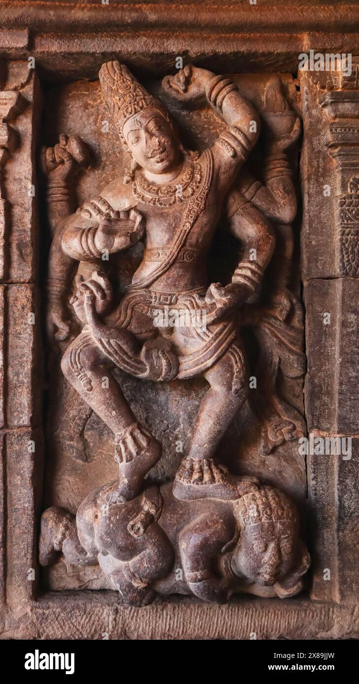 Sculpture of Lord Shiva Dancing on the Gana, Sri Virupaksha Temple ...