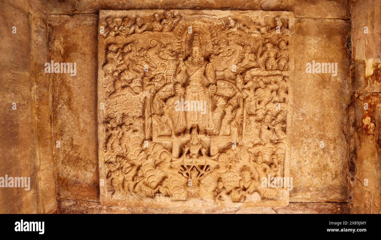 Carving of God Sun on East Ceiling of Sri Virupaksha Temple, Pattadakal ...