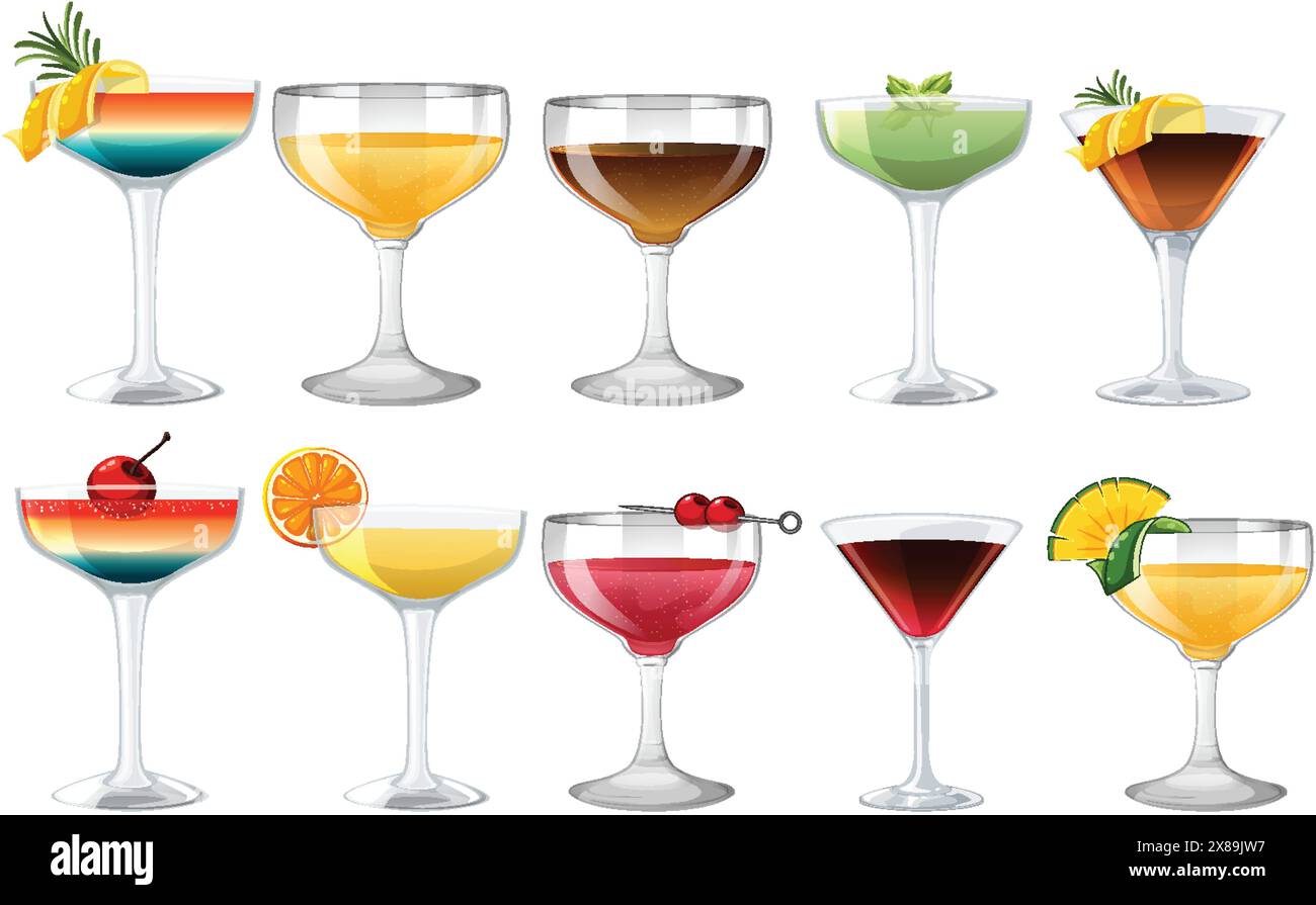 Vector illustrations of various colorful cocktails Stock Vector Image ...