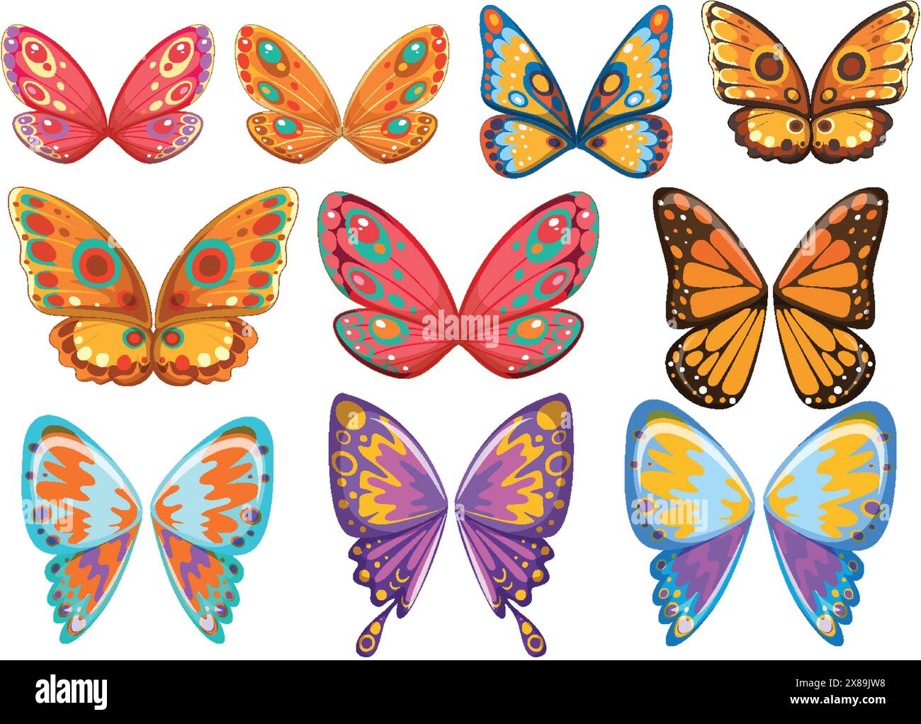 Collection of vibrant, illustrated butterfly designs Stock Vector Image ...