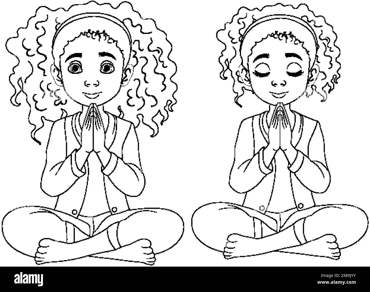 Vector illustration of girl in two meditation poses Stock Vector Image ...
