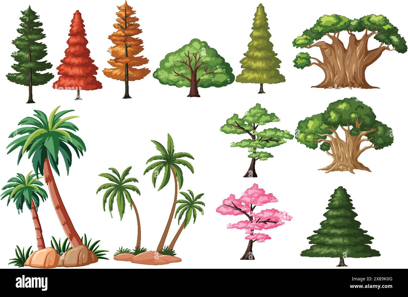 Collection of diverse tree species in vector format Stock Vector Image ...