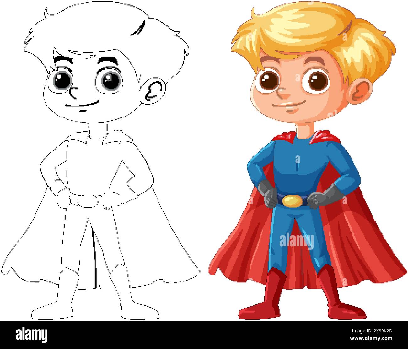 Illustration of a young superhero, colored and outlined Stock Vector ...